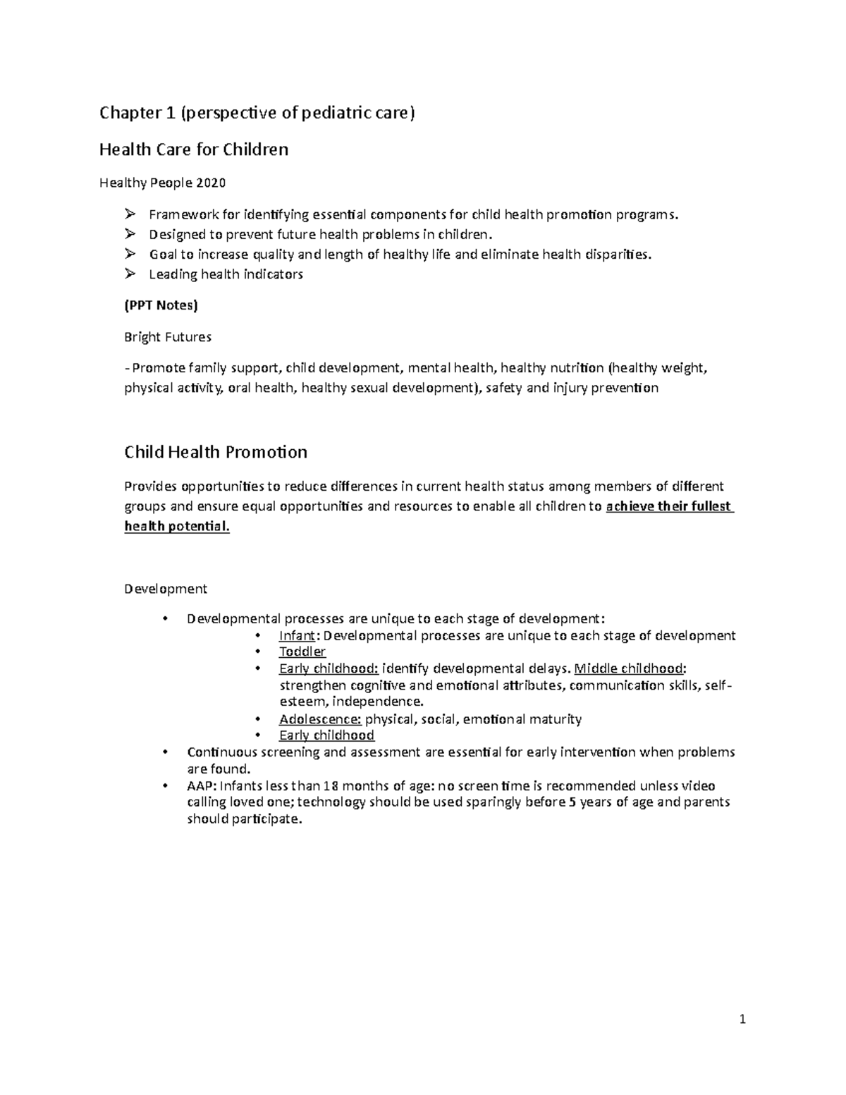 Peds test map #1 - pediatric diagnosis - Chapter 1 (perspective of ...