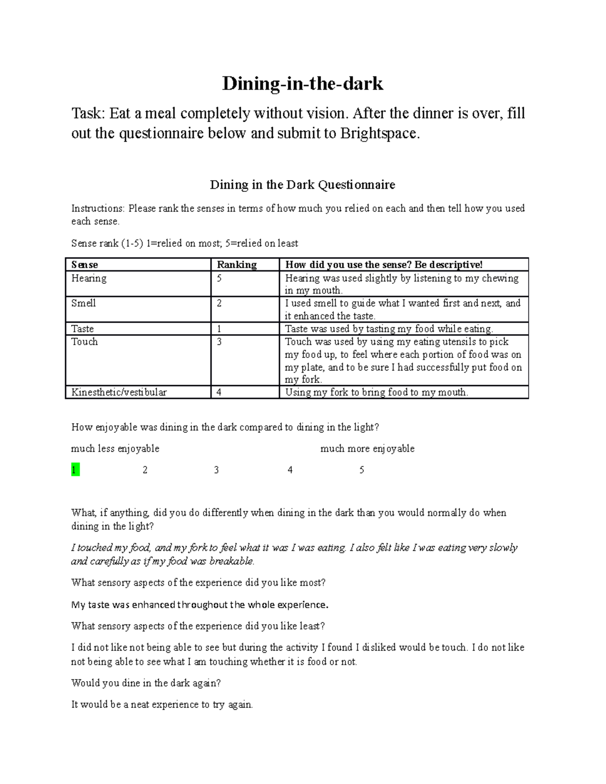 Chapter 5 Class Activity - Dining in the Dark - Dining-in-the-dark Task ...