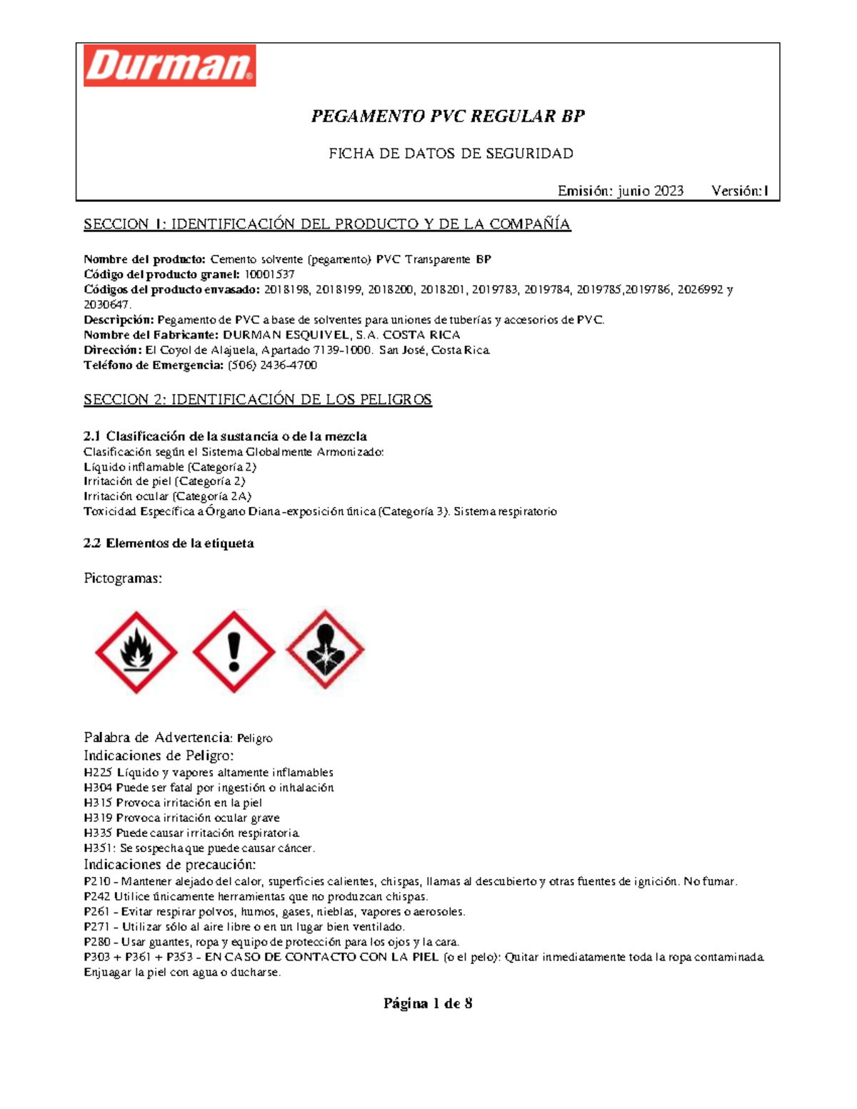 Ficha+Técnica+FDS+PEGAMENTO+PVC+CONDUIT. DURMAN - FICHA DE DATOS DE ...