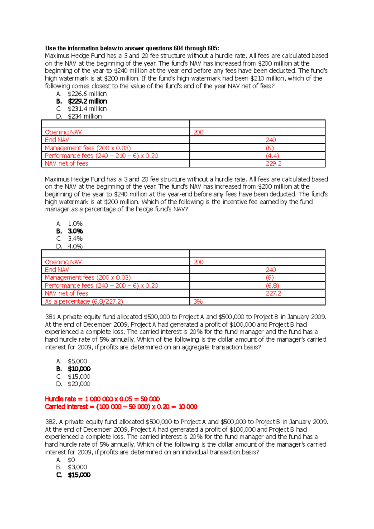 Class examples and memo - Use the information below to answer questions ...