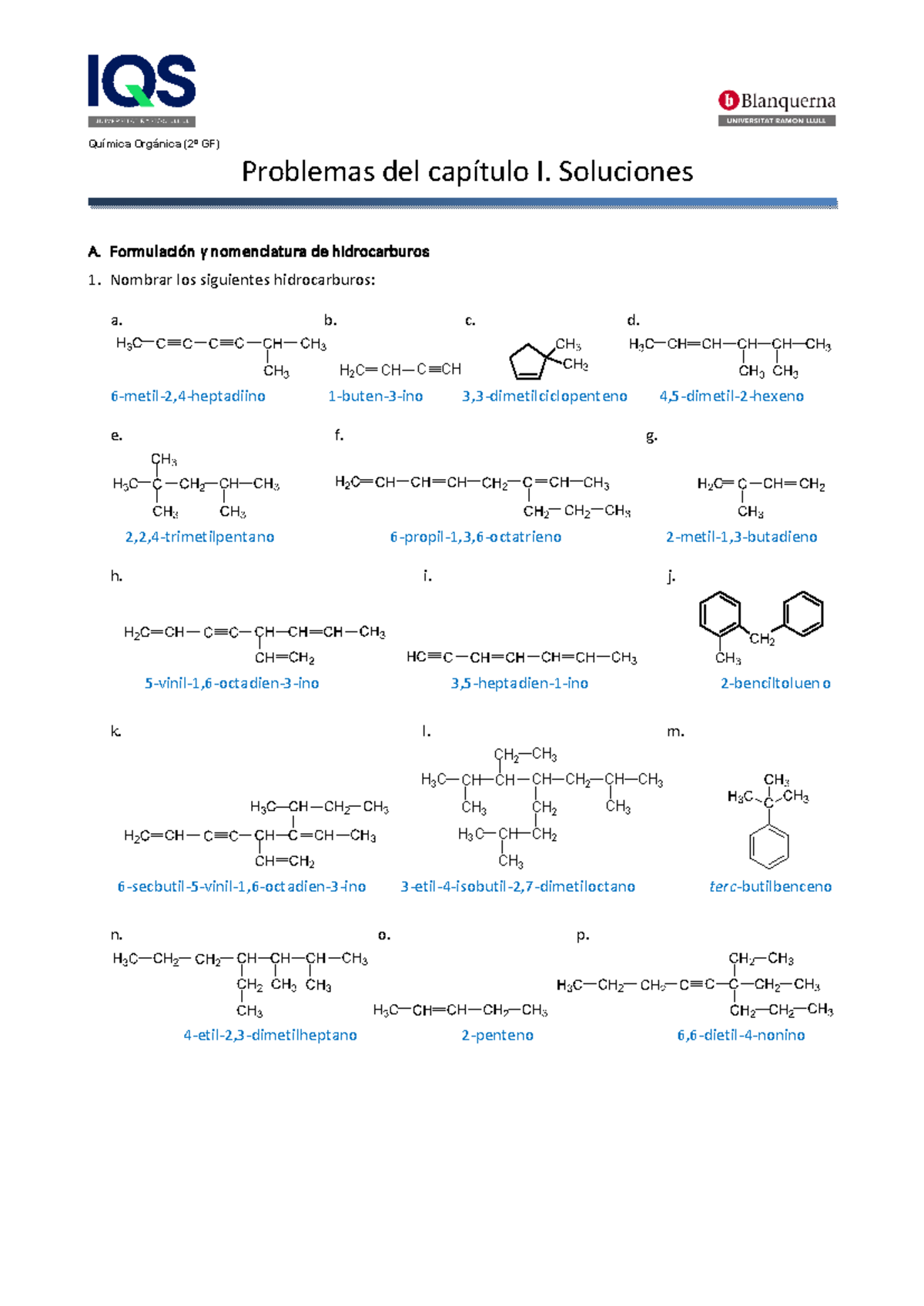 QOf Problemas cap-I Moleculas orgánicas sol - Química Orgánica (2º GF) Problemas del capítulo I ...