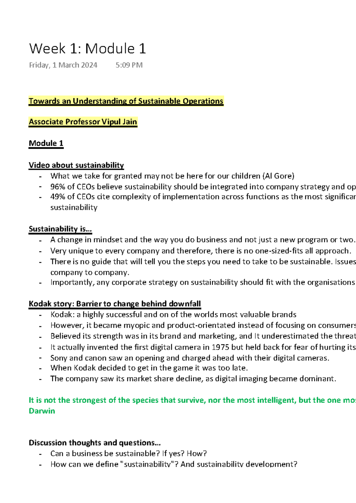 Week 1 Module 1 - .... - Towards an Understanding of Sustainable ...