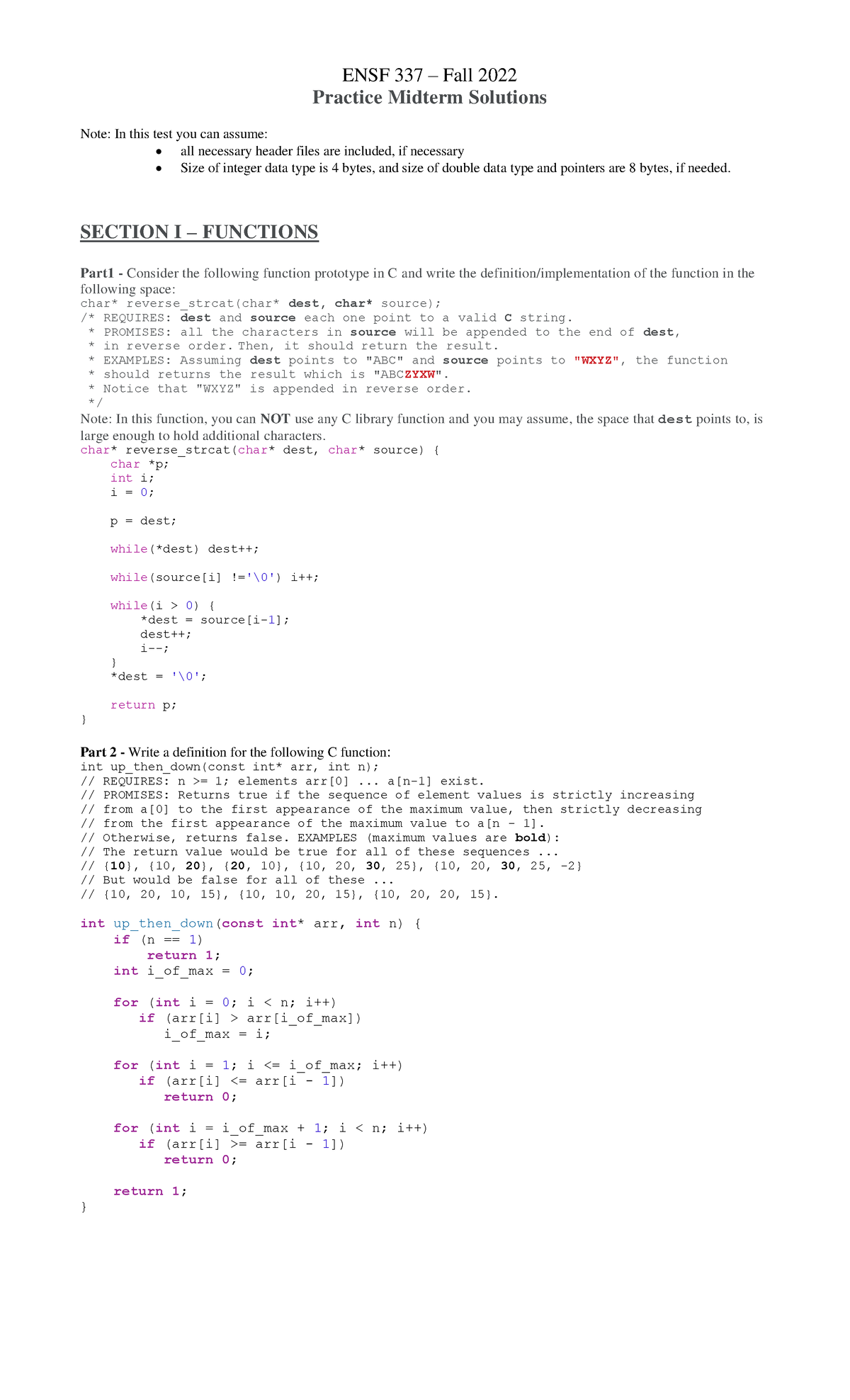 Ensf 337 Fall 2023 Practice Midterm Solutions Ensf 337 Fall 2022 Practice Midterm Solutions 