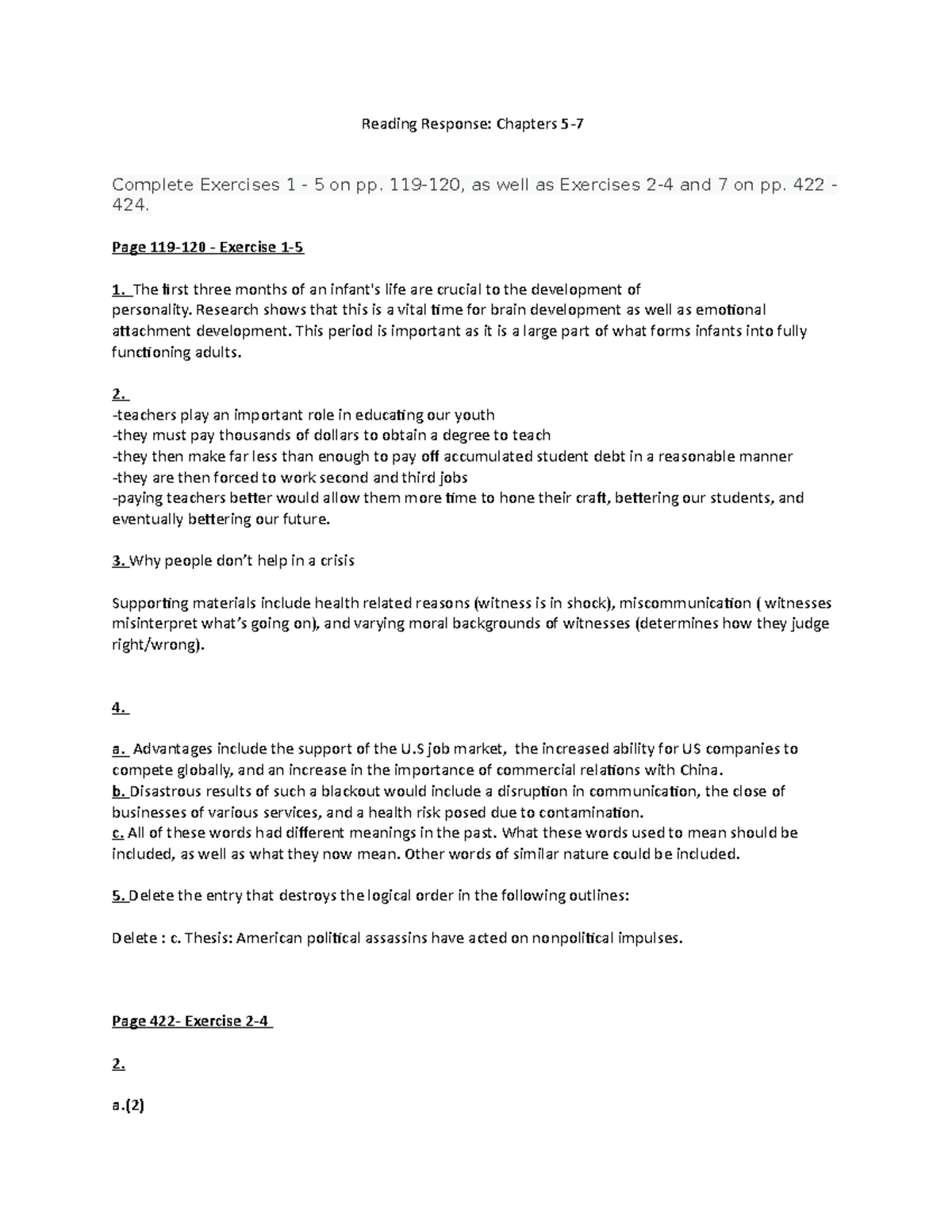 Writing and Rhetoric- Week 2 Assignment- 1 - Reading Response: Chapters ...