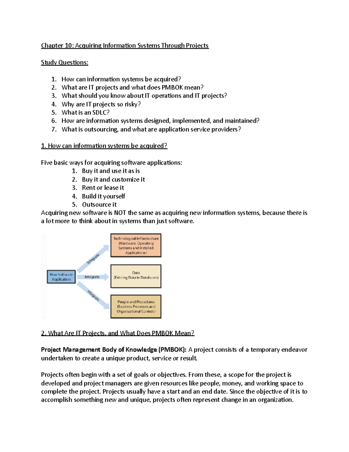 Chapter 10 Lecture Notes - Chapter 10: Acquiring Information Systems ...