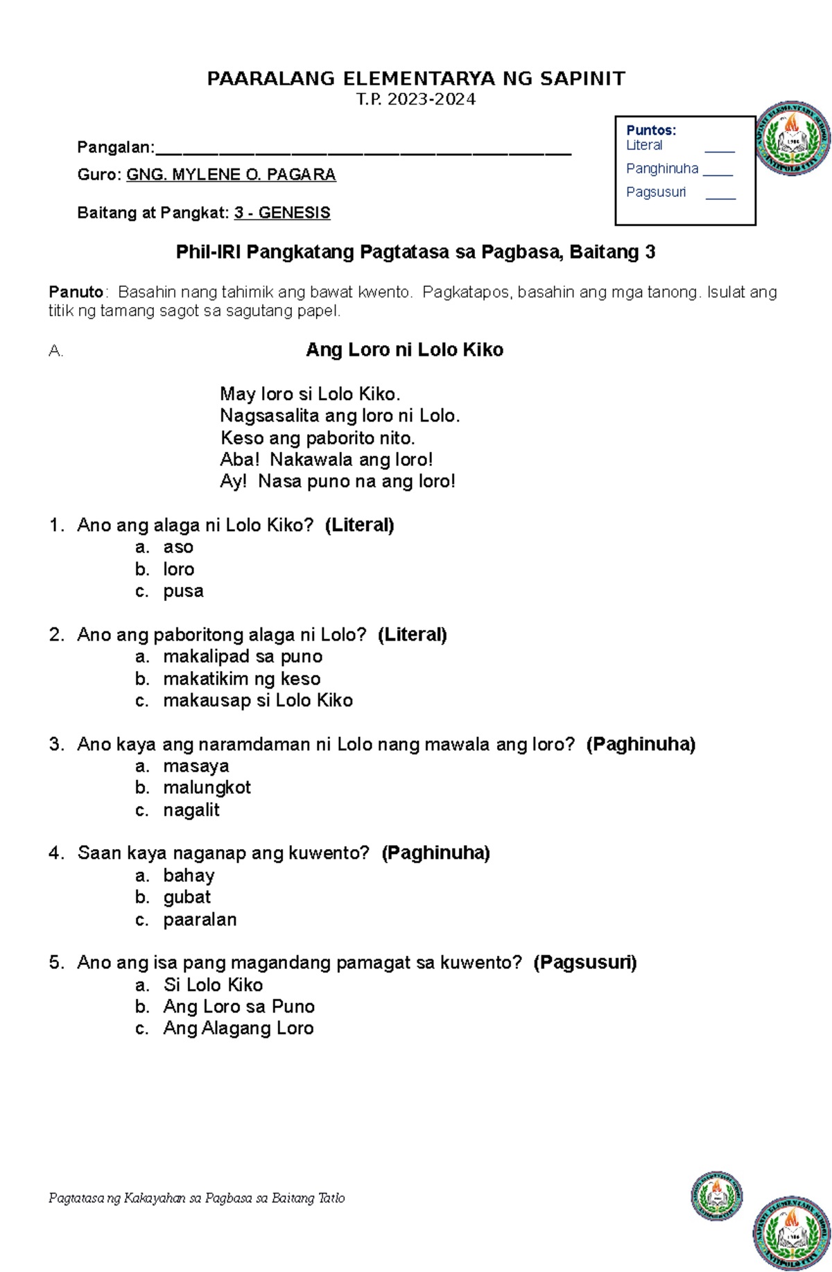 GST-2 - Reading Materials - PAARALANG ELEMENTARYA NG SAPINIT T. 2023 ...