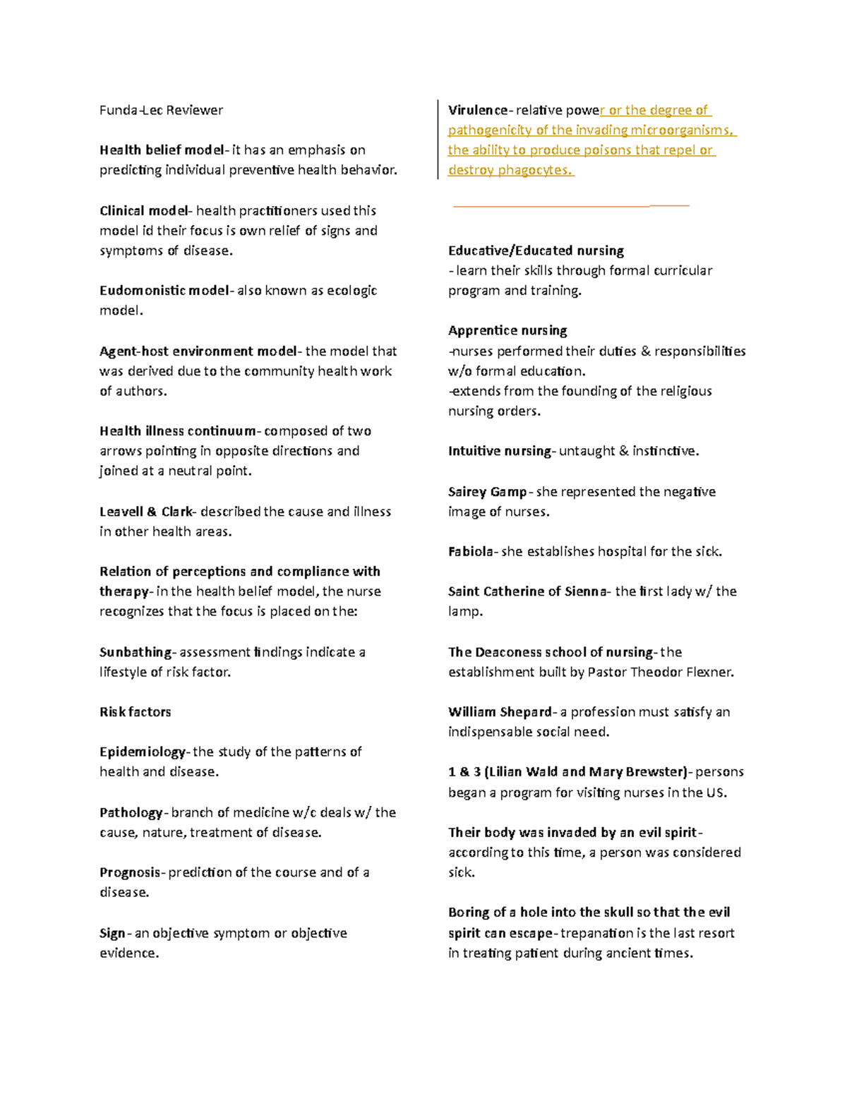 Fundamentals of Nursing Lecture notes and reviewer - Funda-Lec Reviewer ...