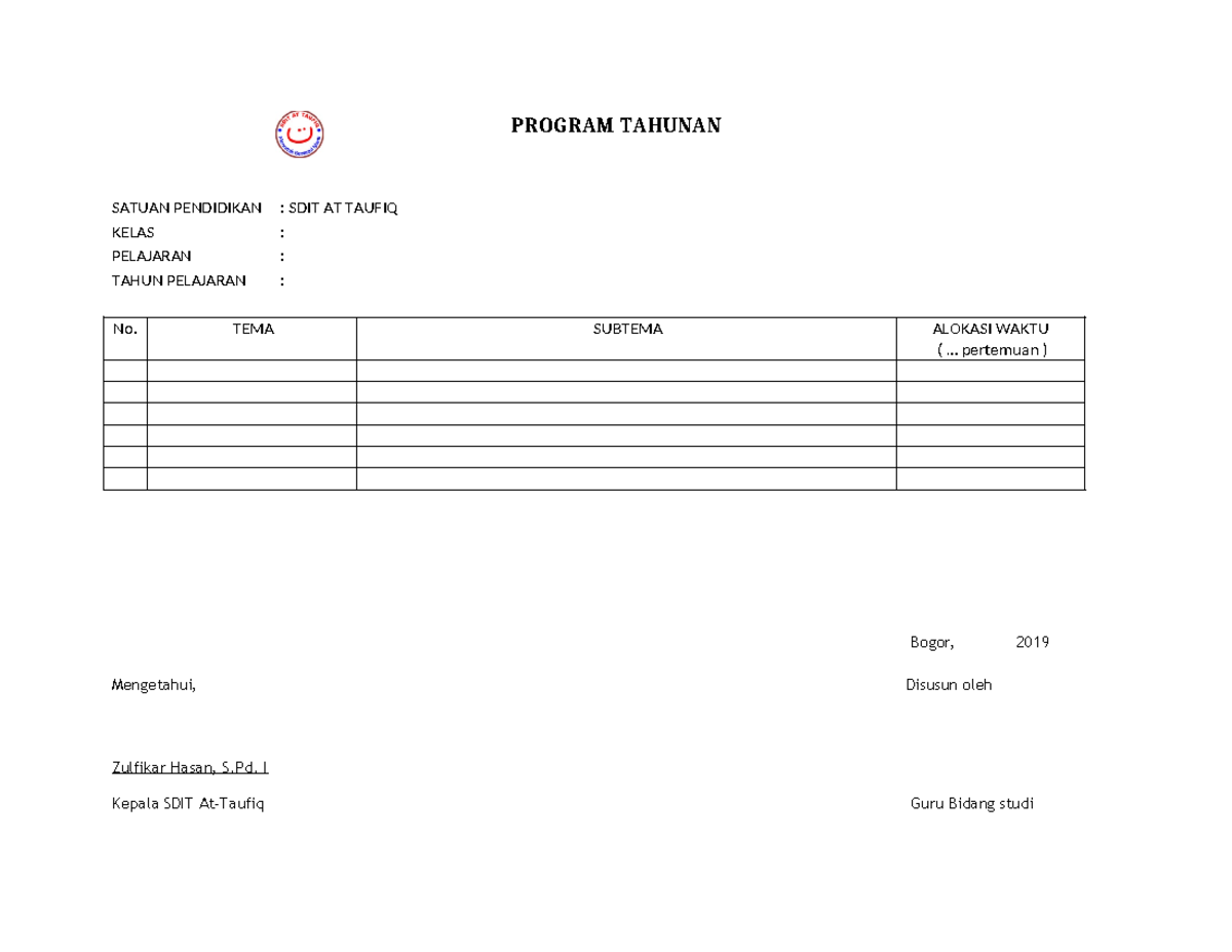 Format prota - prosem - adminsitrasi pembelajaran - Guru kelas ...