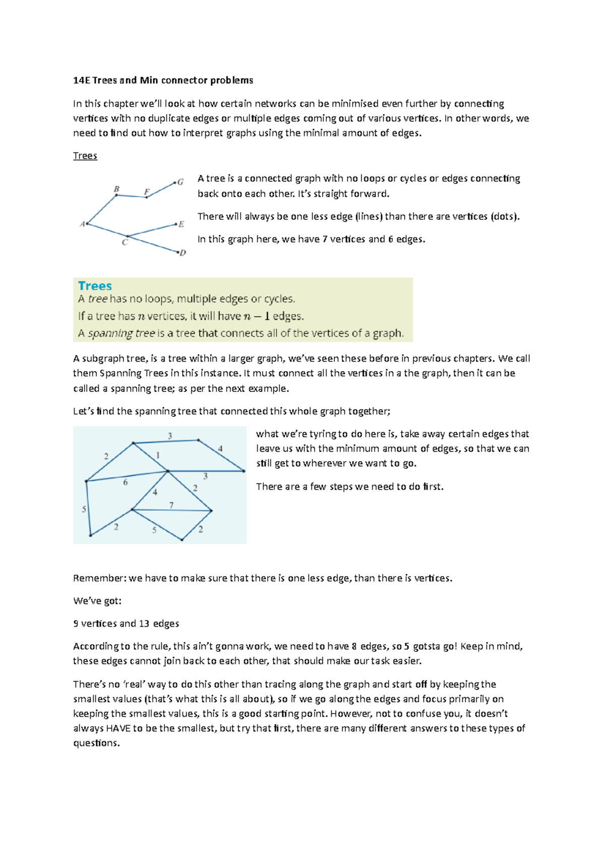 14E Trees and Min connector problems - In other words, we need to find ...