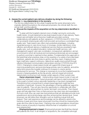 C432 task 1 - Essay Task 1 pass - Healthcare Management and Strategy ...