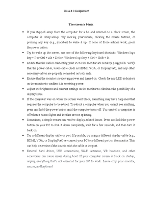 Project #2 - Class # 2 Assignment An application is running slowly ...