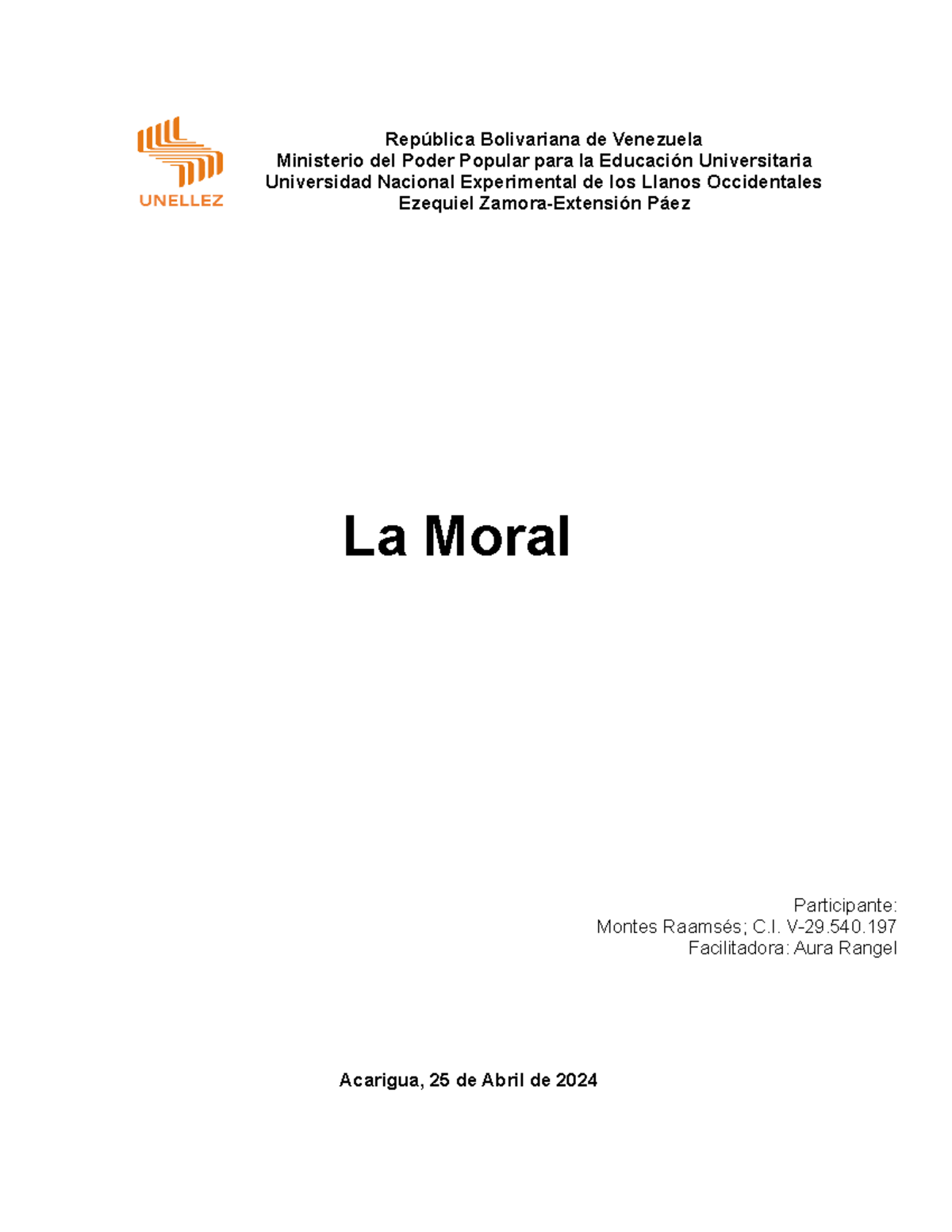 La moral - Etica - República Bolivariana de Venezuela Ministerio del ...