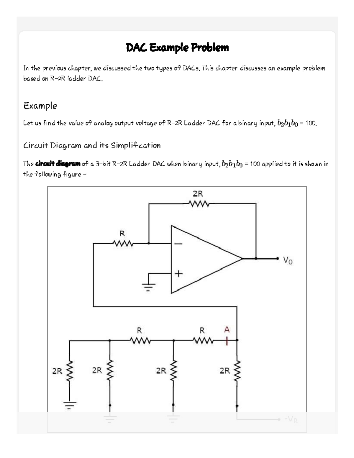 DAC Example Problem - This chapter discusses an example problem based on R-2R ladder DAC ...