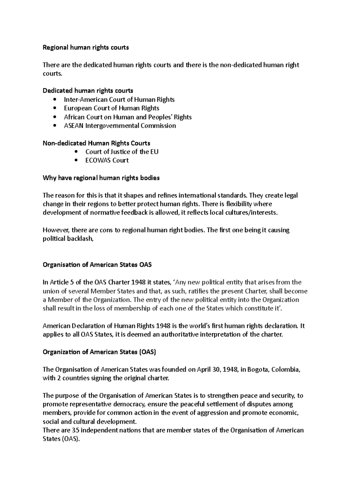 Regional human rights courts - Dedicated human rights courts Inter ...