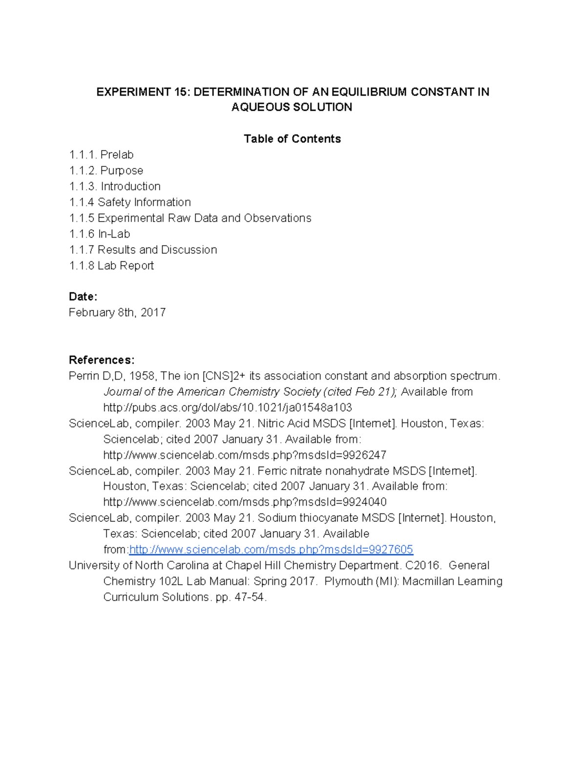 Experiment 15 Beer's Law - EXPERIMENT 15: DETERMINATION OF AN ...