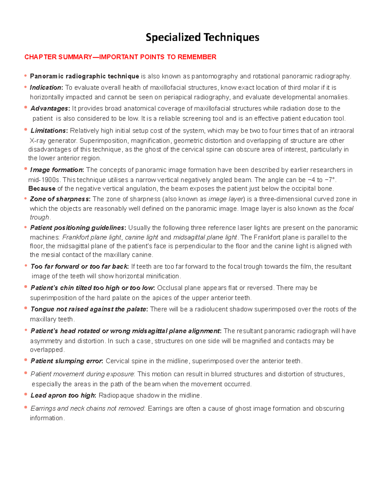 Specialized Techniques - Specialized Techniques CHAPTER SUMMARY ...