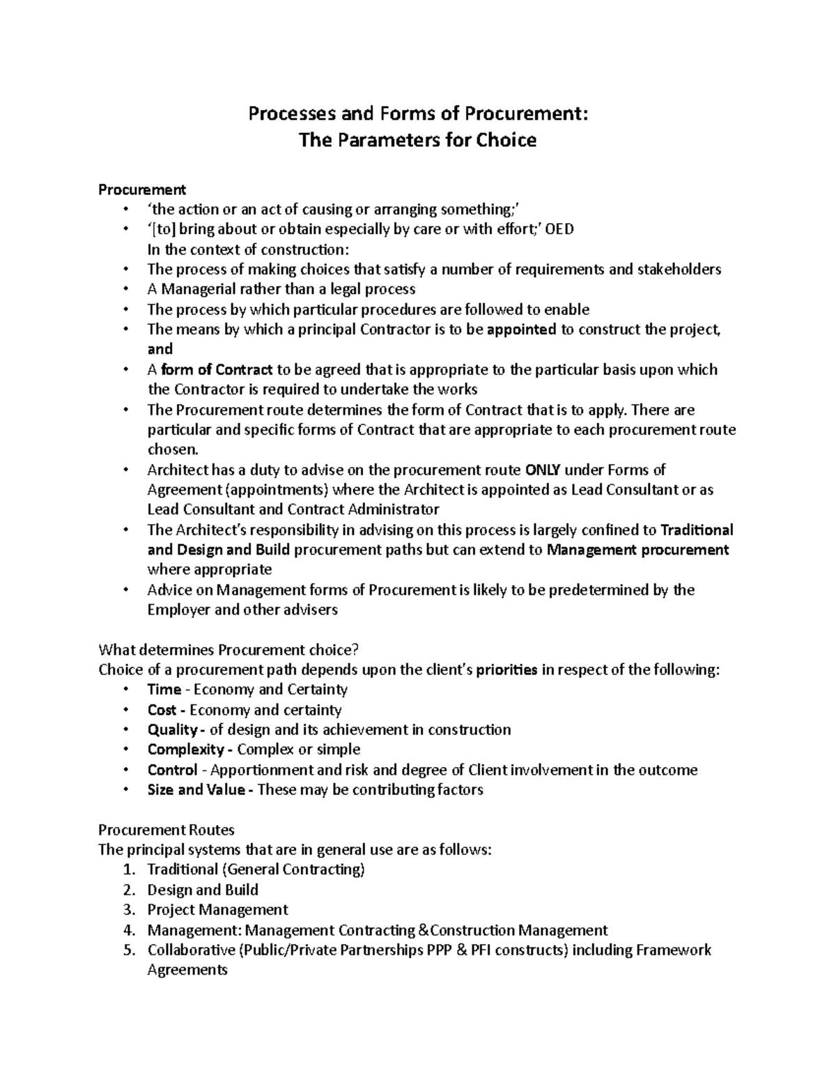 Processes and Forms of Procurement - There are particular and specific forms of Contract that ...