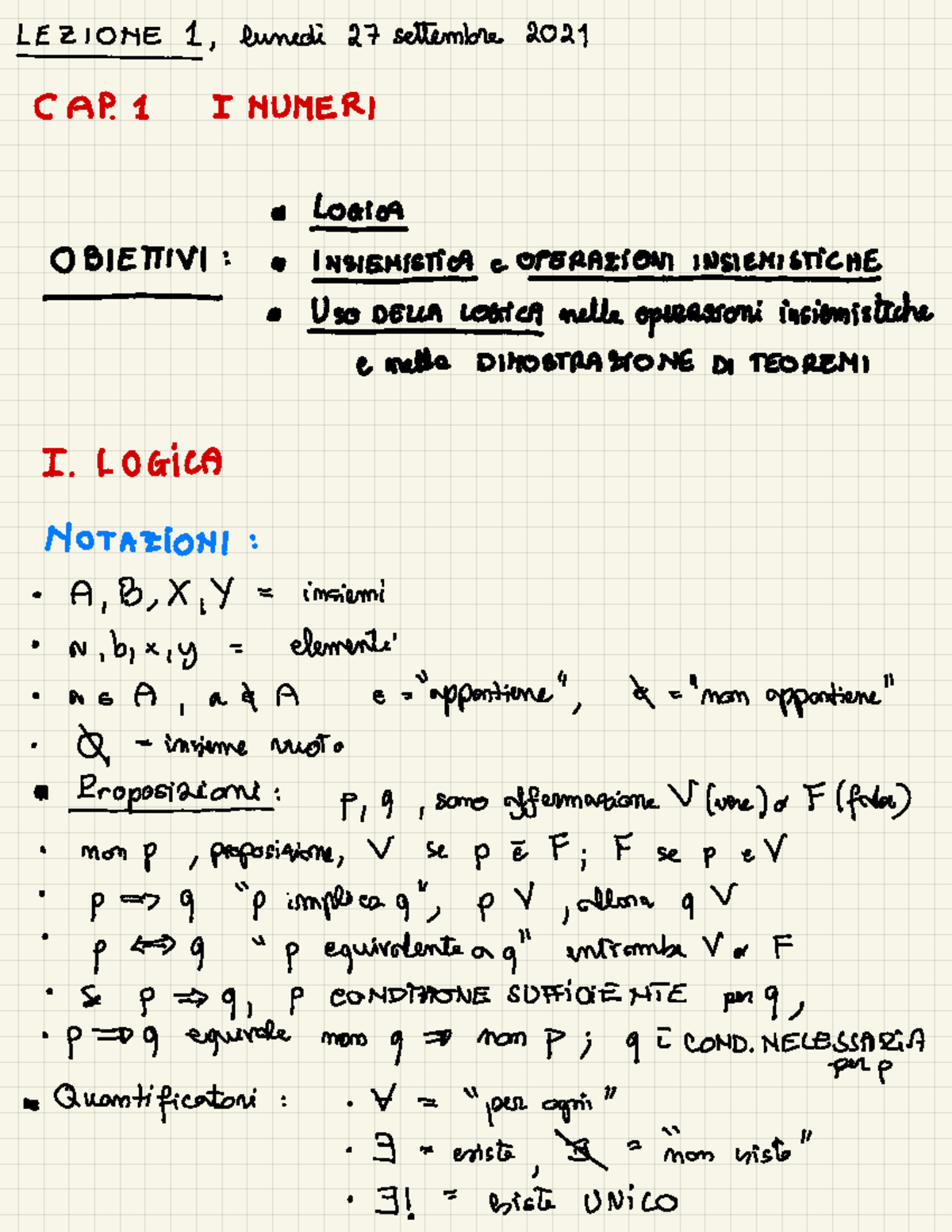 AM1 lez.1 27 Sett. 2021 Logica e Insiemistica - , lunedi 27 settembre ...
