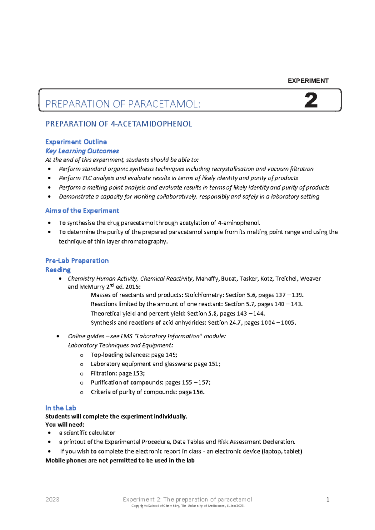 Experiment E2 Student Notes S2 2023 - 2023 Experiment 2: The ...