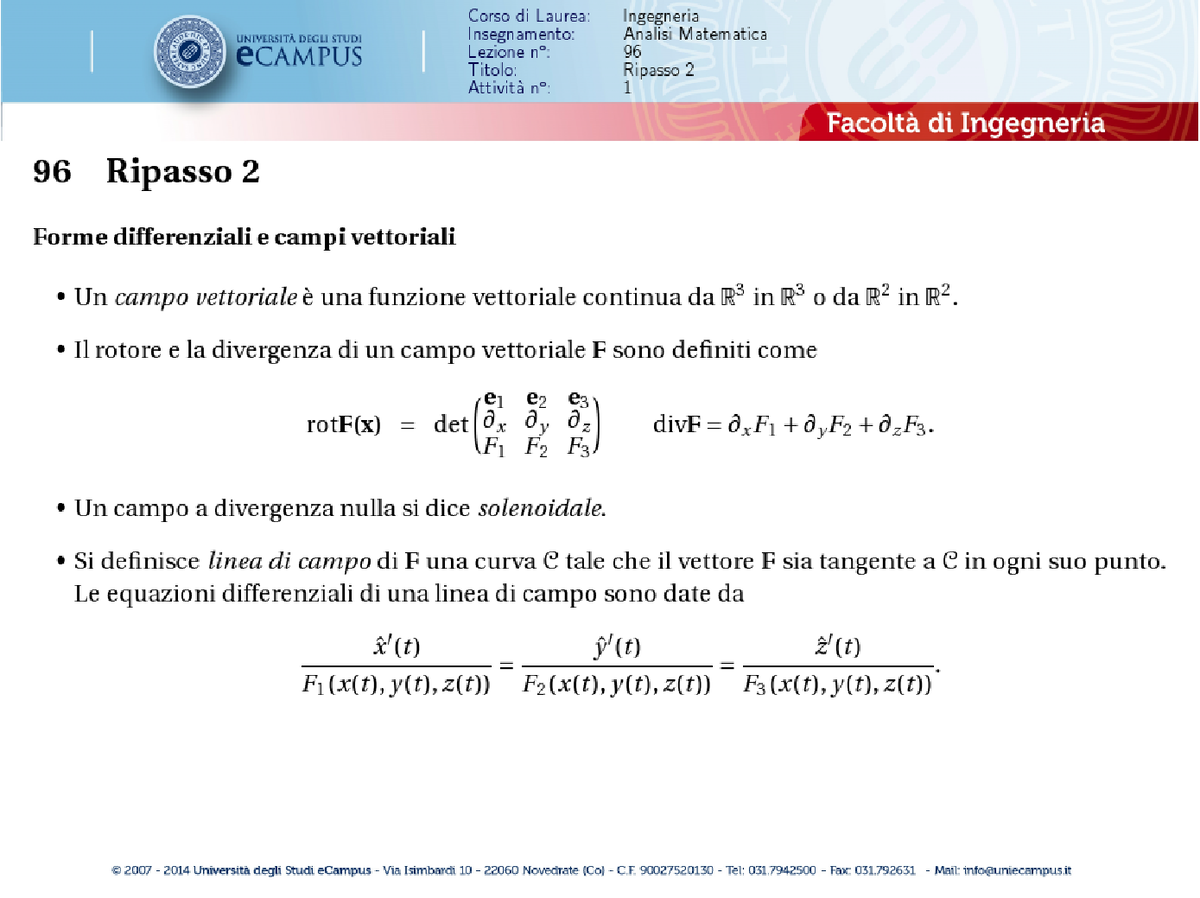 Lez.96 ripasso (parte 5) - Corso di Laurea: Insegnamento: Lezione n°: Titolo: Attività n°: - Studocu