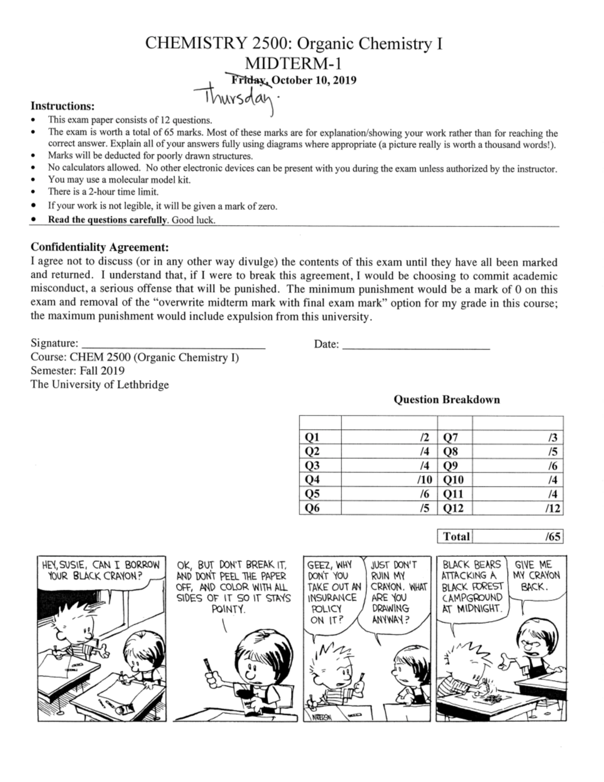 Chem 2500 mti f2019 key - idk - CHEM 281 - Studocu
