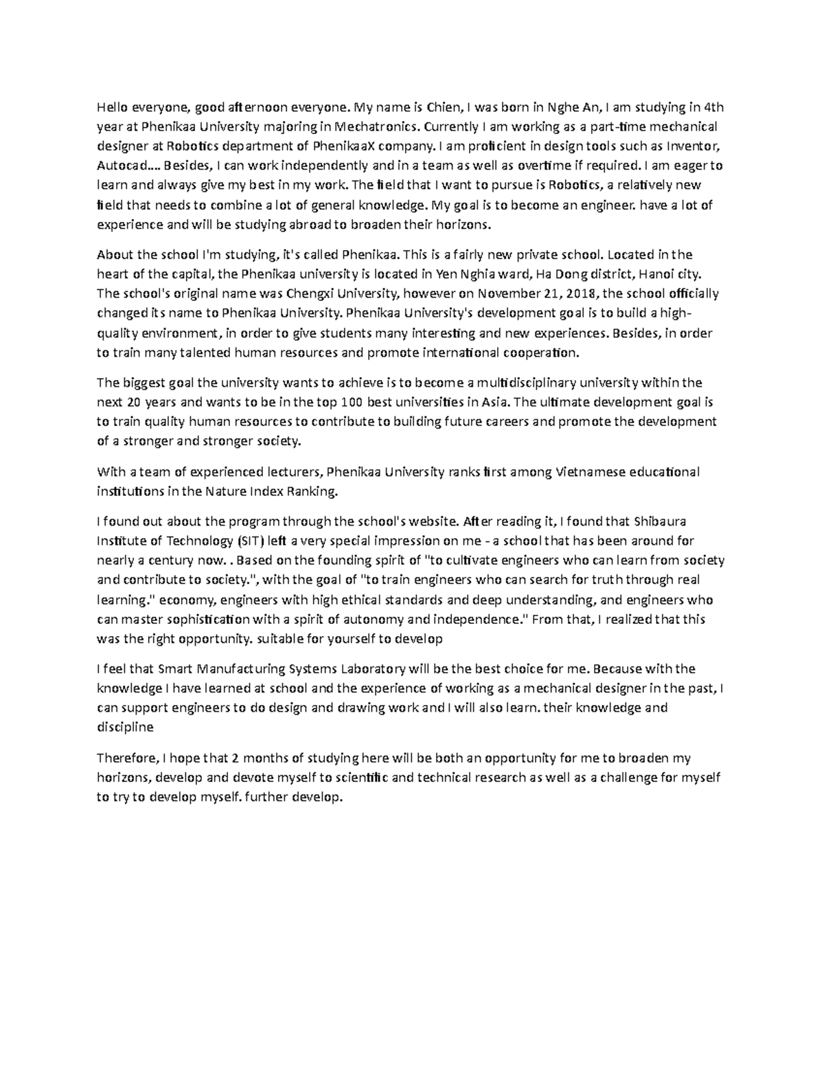 Btt-nhat - no coment - Hello everyone, good afternoon everyone. My name ...