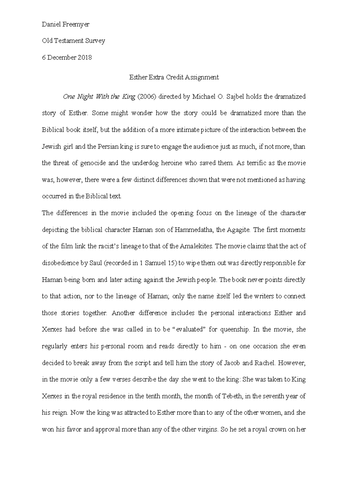 BIL 101 82 D Esther Extra Credit Analysis Compare Contrast - Daniel ...