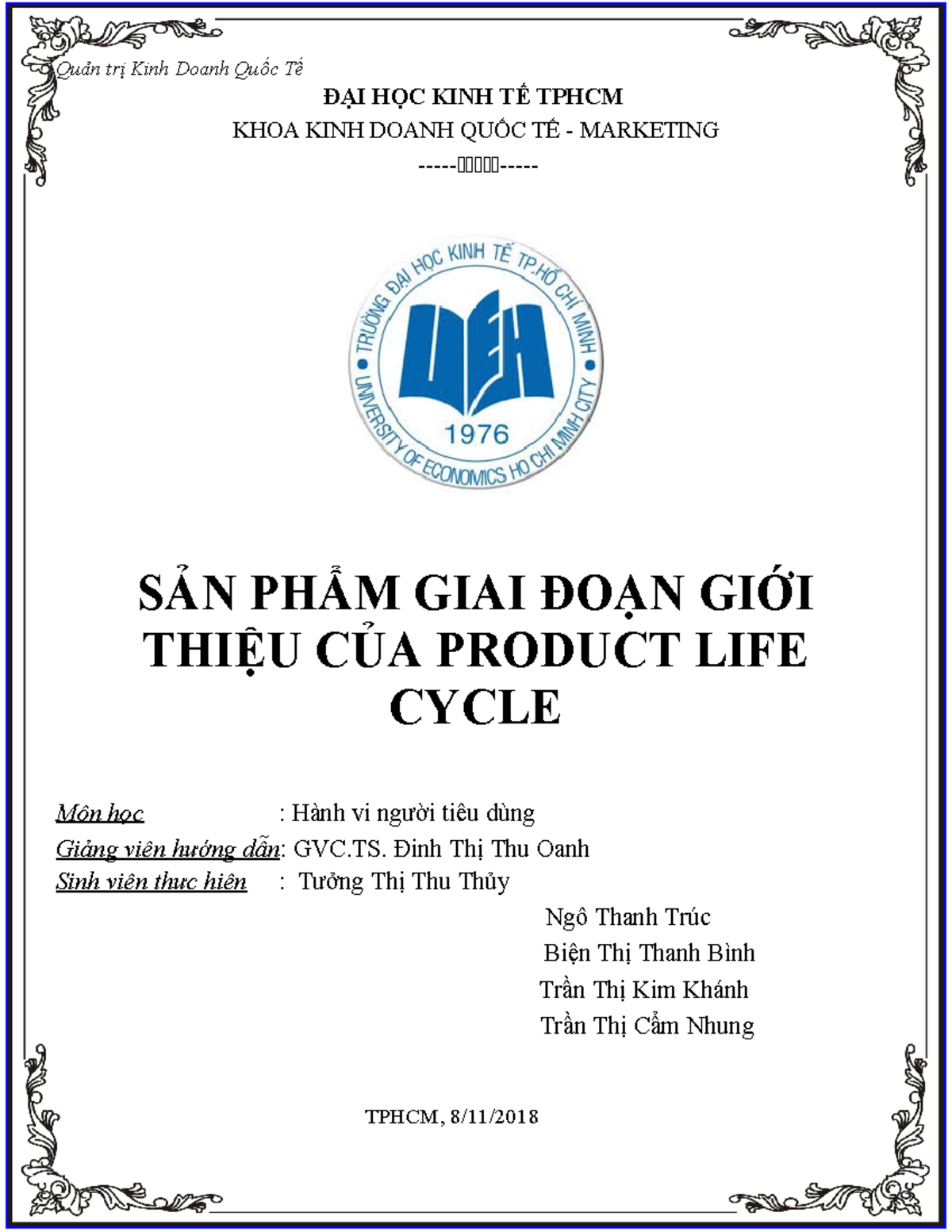 HANH VI NGUOI TIEU DUNG - Quản trị Kinh Doanh Quốc Tế ĐẠI HỌC KINH TẾ ...
