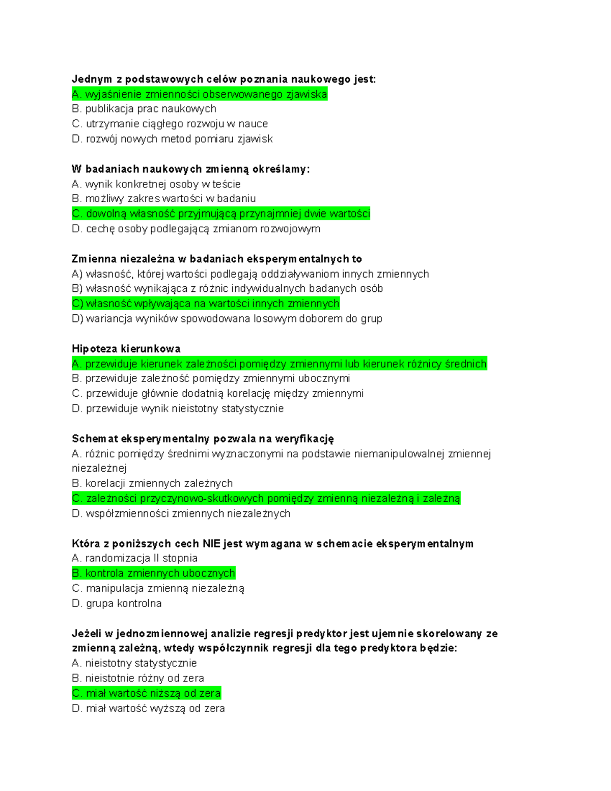 Pytania 2023_test abcd - Jednym z podstawowych celów poznania naukowego ...