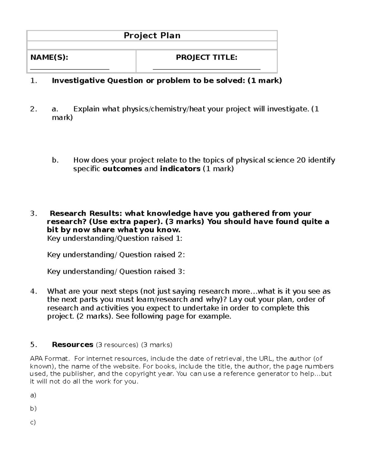 Project proposal Initial Research 2023 - Project Plan NAME(S ...