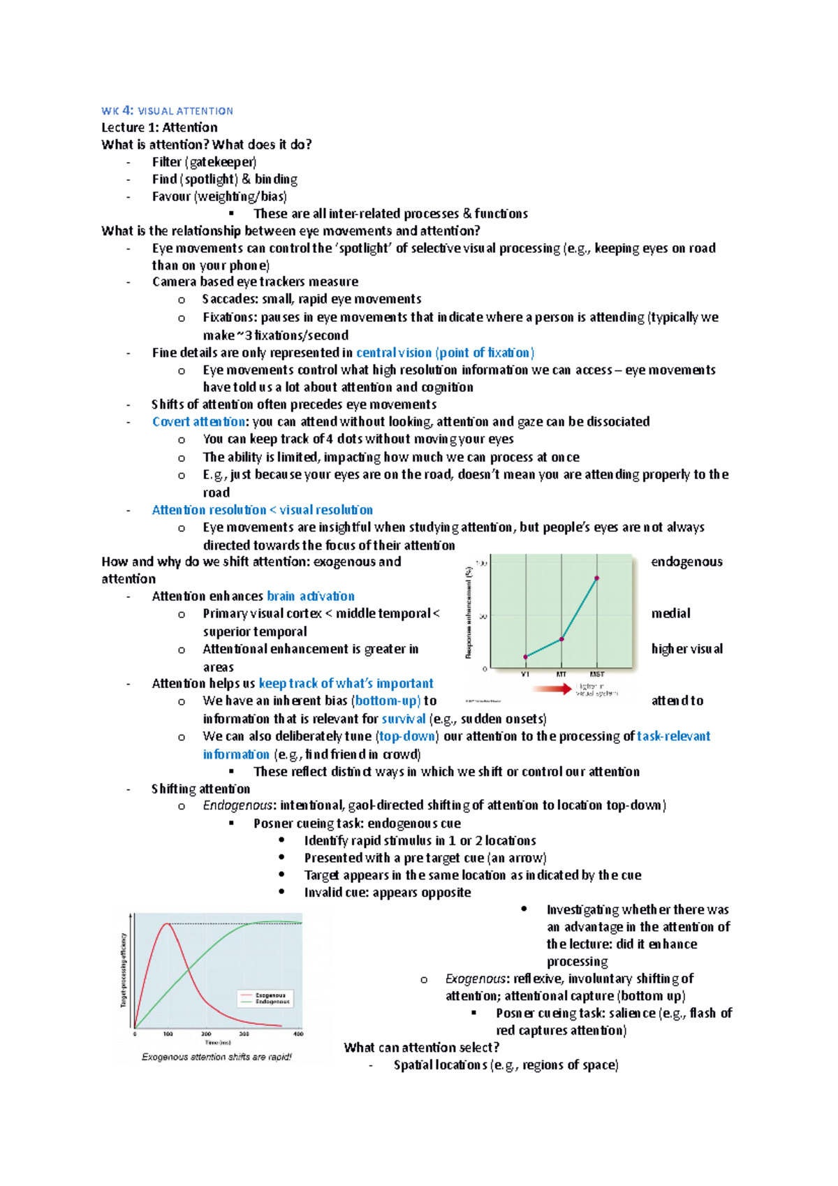 Cogs wk4-7 - full lecture notes for week 4-7 - WK 4: VISUAL ATTENTION ...