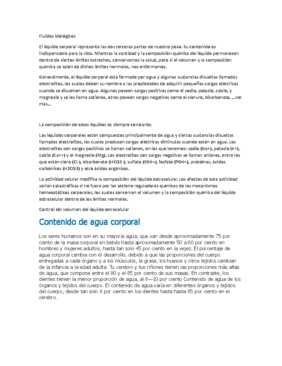 Clase de 4to año farmacia Fluidos biológicos - Fluidos biológicos El ...