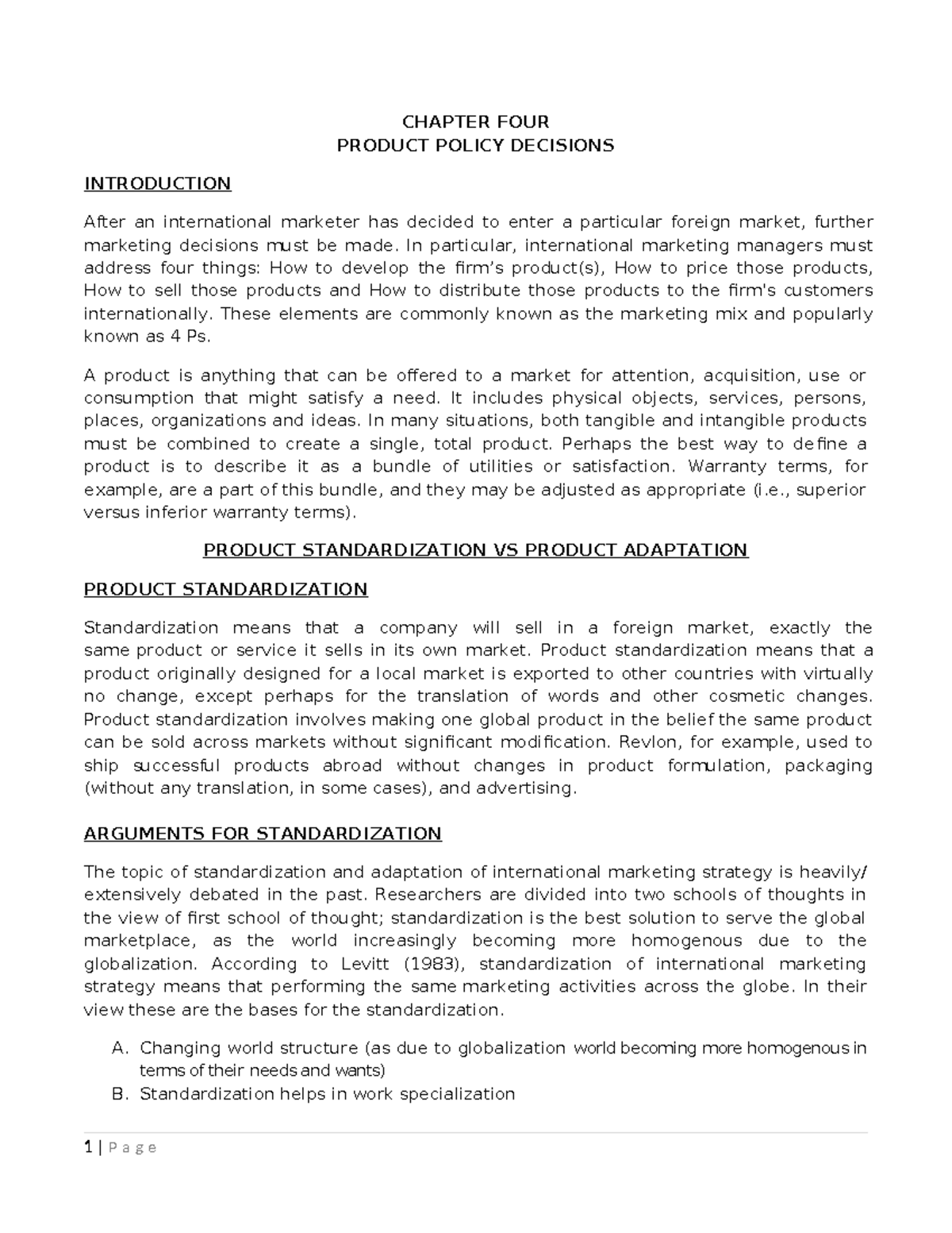 CH 4 - In the era of globalization, international marketing is given ...