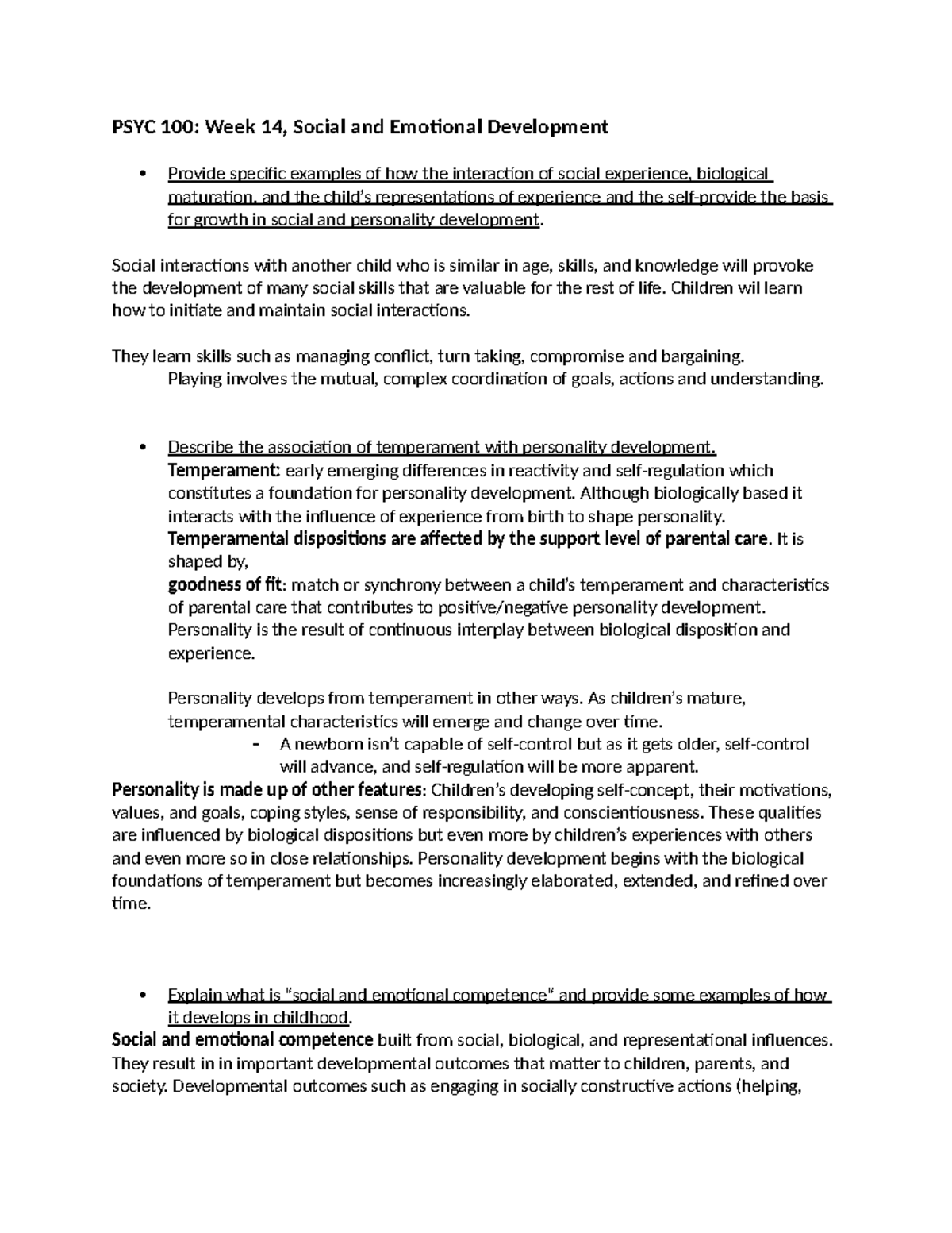 PSYC 100 Week 14 - development - PSYC 100: Week 14, Social and ...