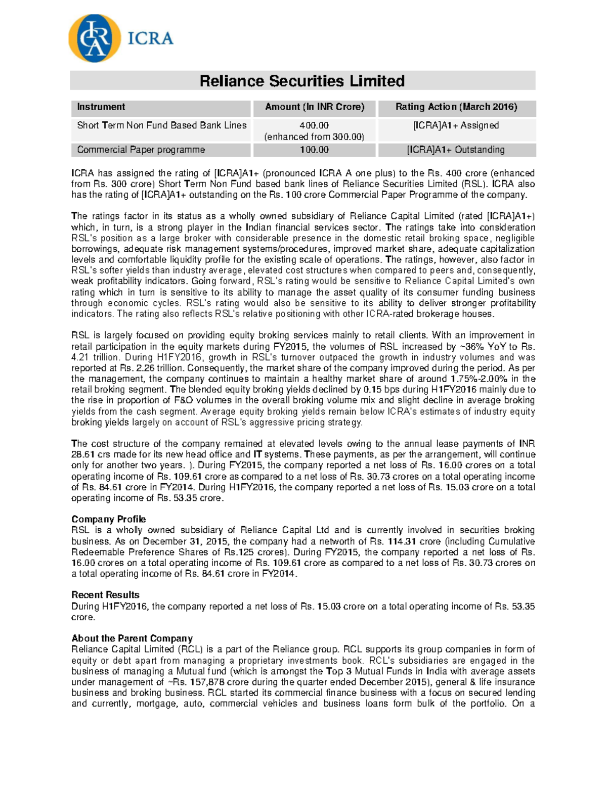 Reliance Sec-R-07042016 - Reliance Securities Limited Instrument Amount ...