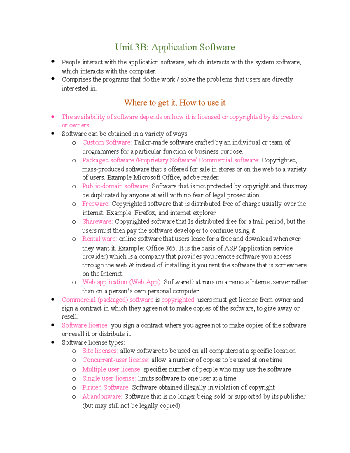 Unit 4 Application software - Unit 3B: Application Software People ...