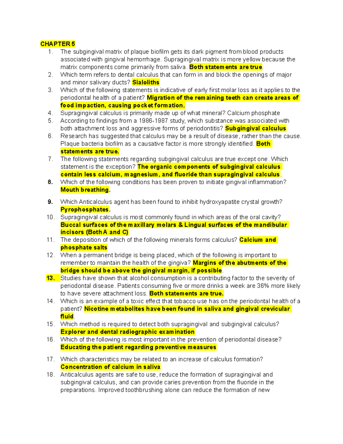 Personal Perio Notes 5-8 - CHAPTER 5 The subgingival matrix of plaque ...
