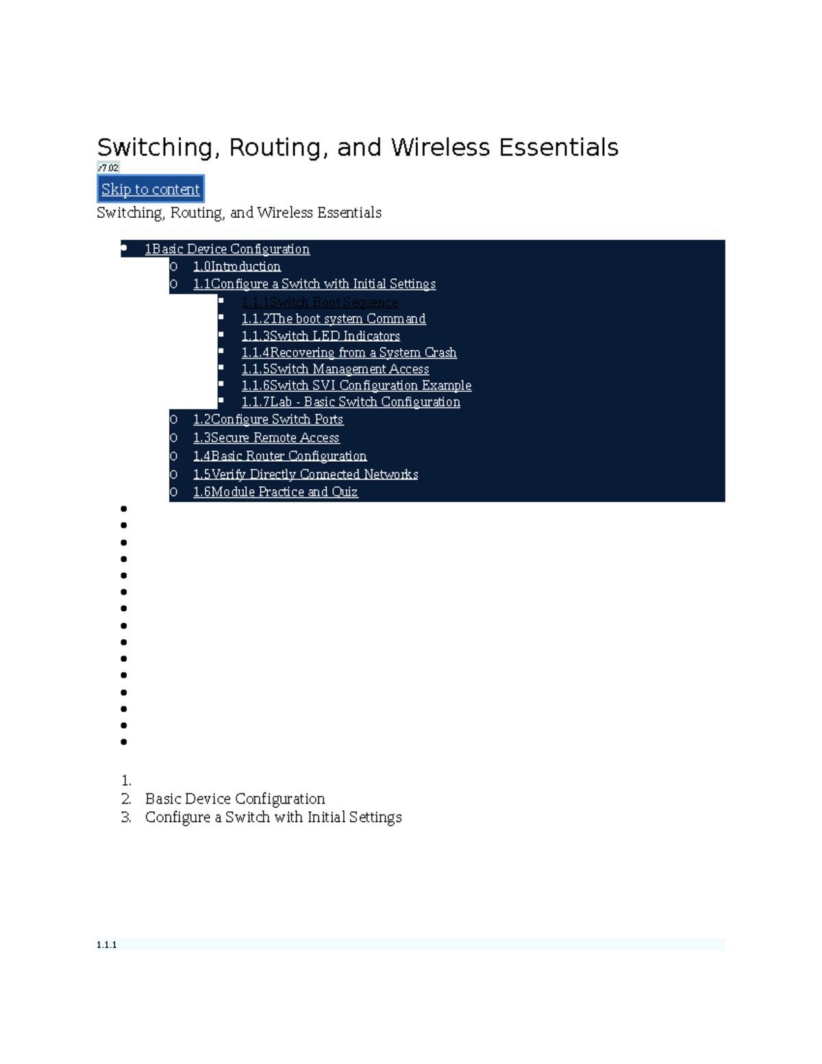 Module 1 4 Networking For Cisco Switching Routing And Wireless Essentials V7 Skip To