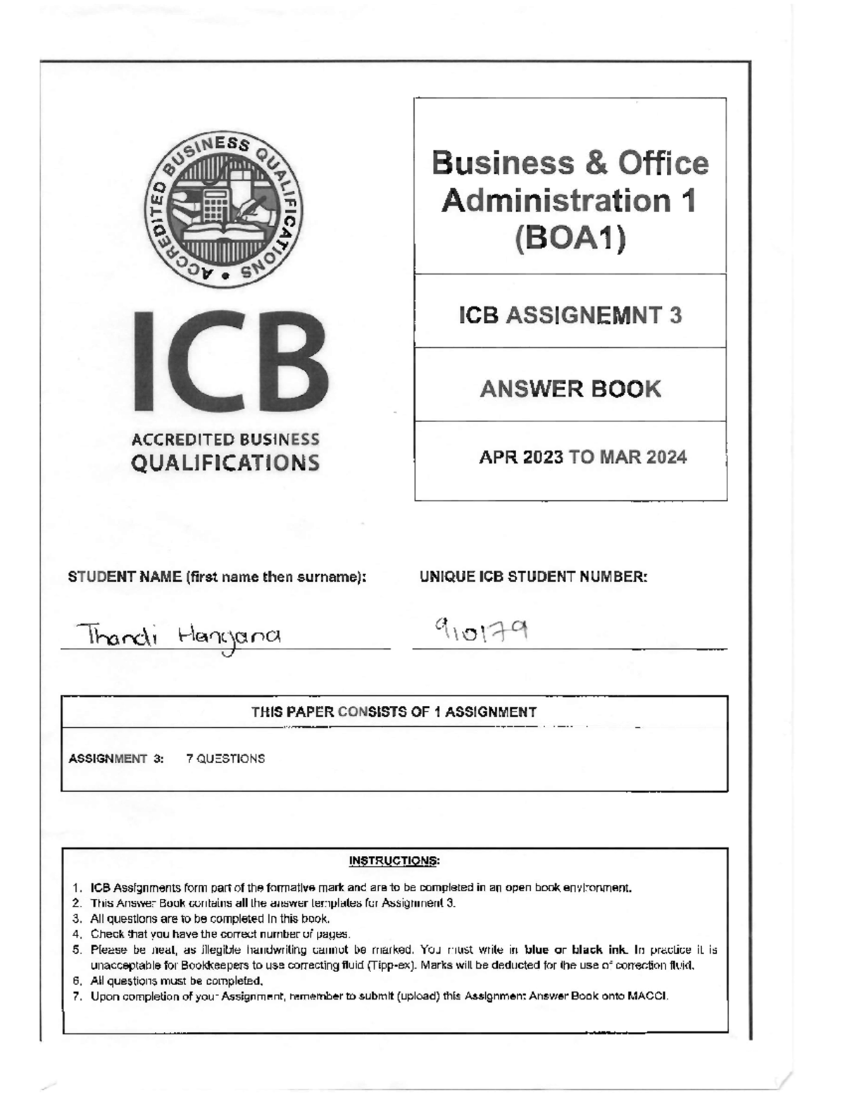 Business and Office Admin (BOA) - BOA1 - Studocu