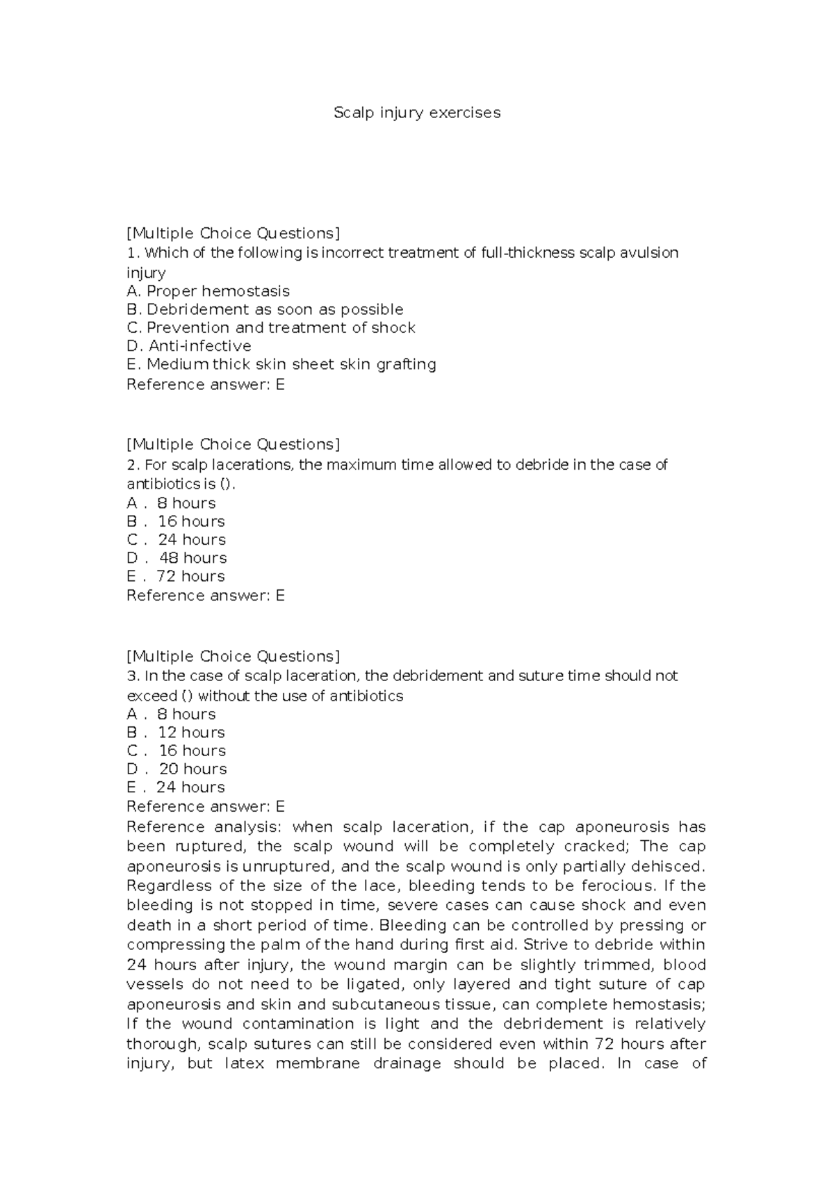 Scalp injury exercises NURS222 - Scalp injury exercises [Multiple ...