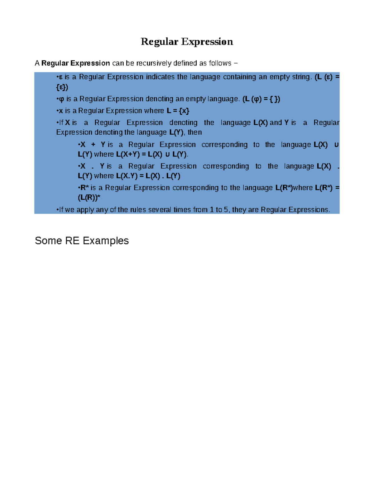 UNIT-2- TAFL - Regular Expression A Regular Expression can be recursively defined as follows − ...