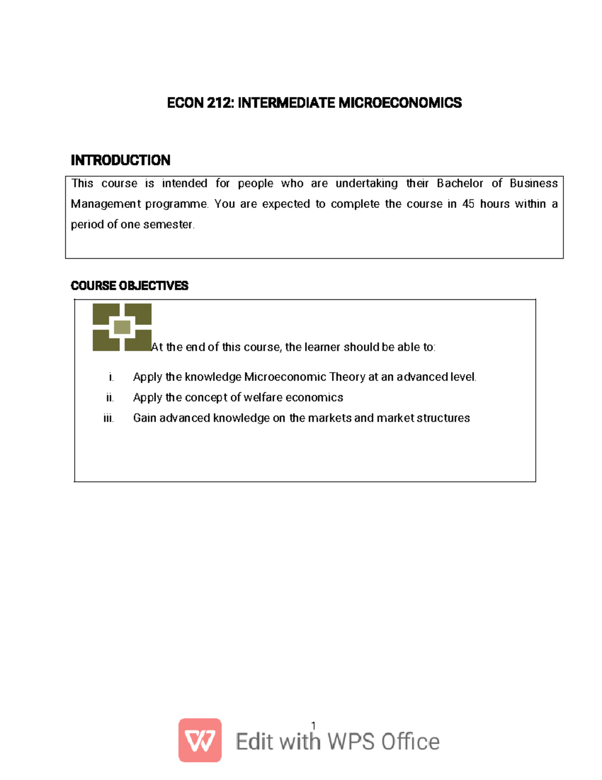 Econ 212 module 2 - course for masters in economics - ECON 212 ...