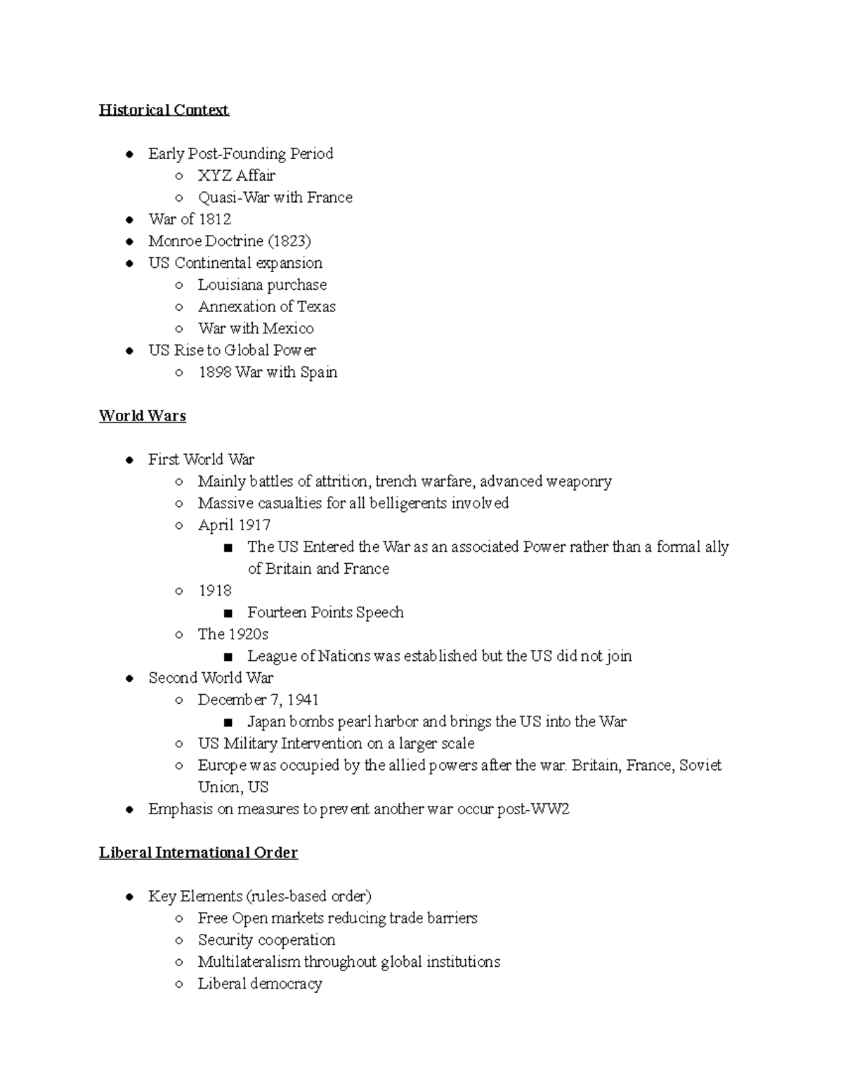Foreign Policy I The Long 20th Century - Historical Context Early Post ...