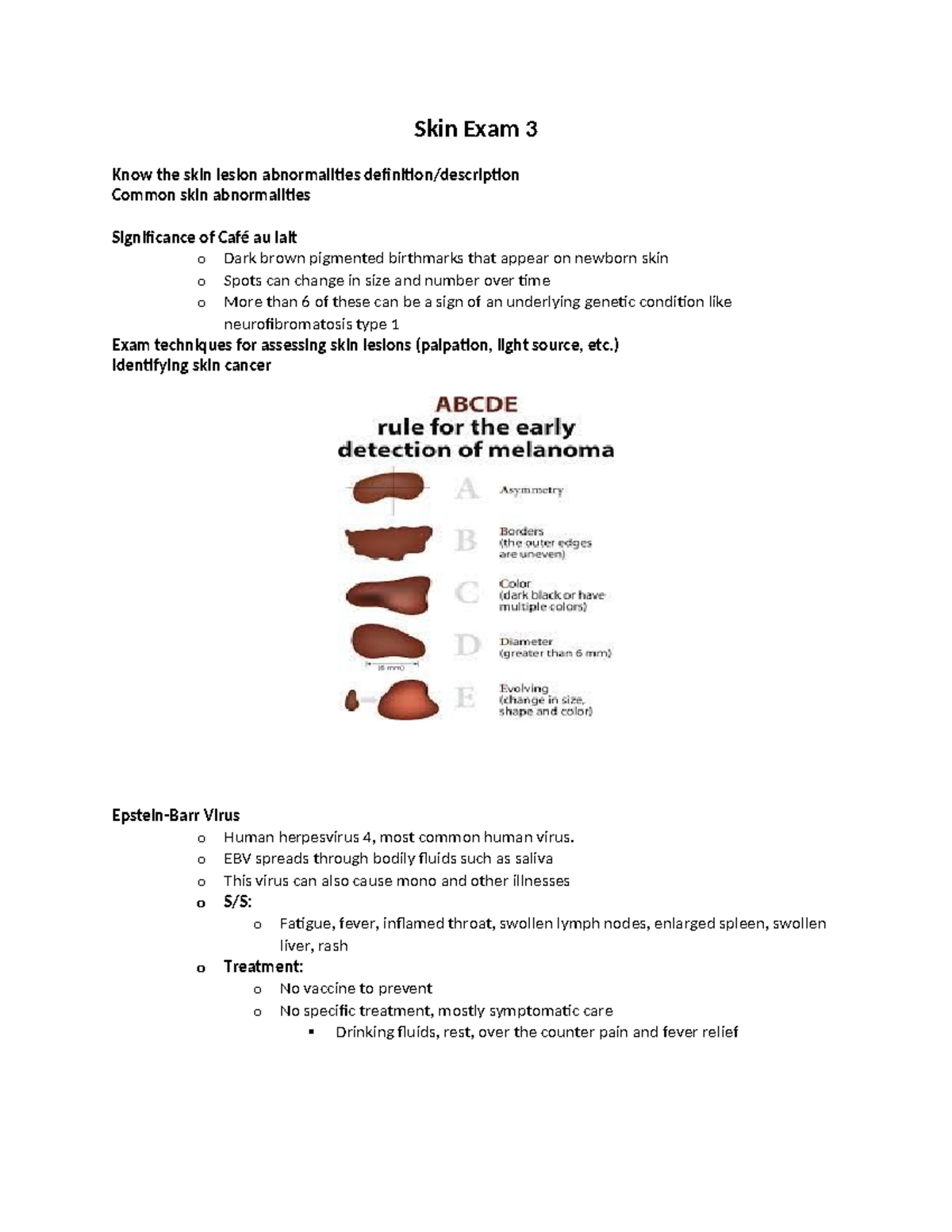 Skin Exam 3 - Skin Exam 3 Know the skin lesion abnormalities definition ...