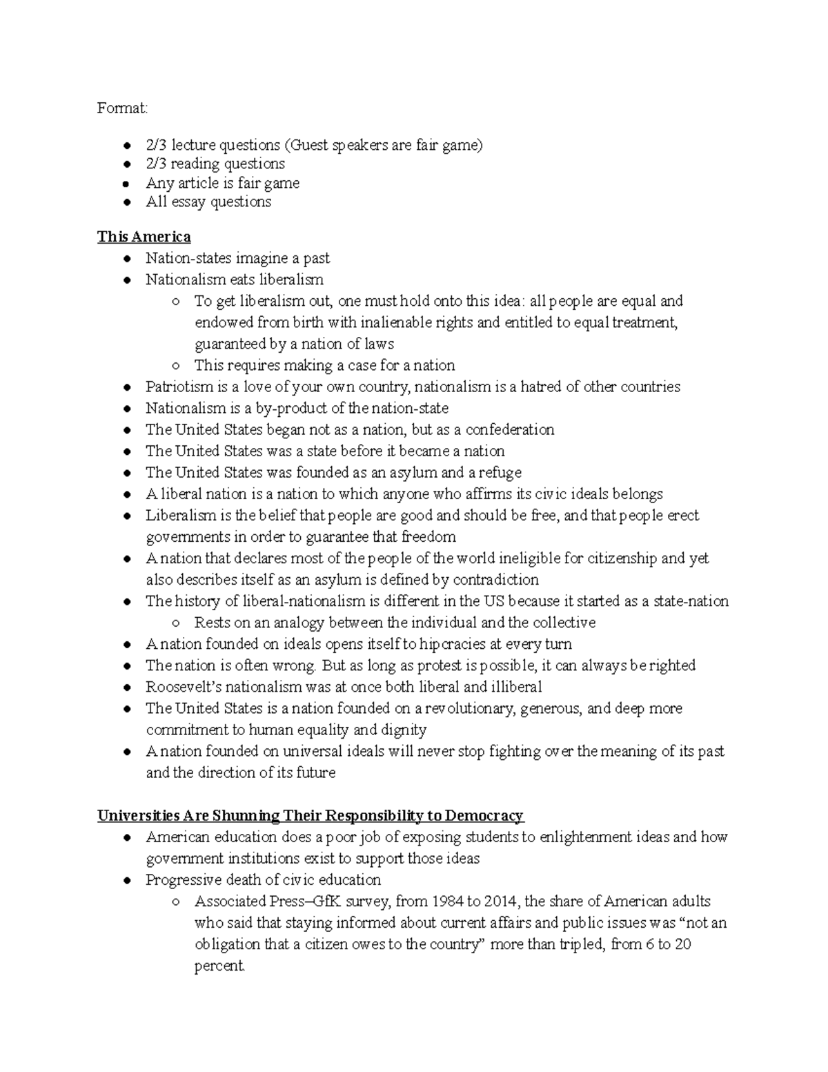 Midterm Two Study Guide - Format: 2/3 lecture questions (Guest speakers ...