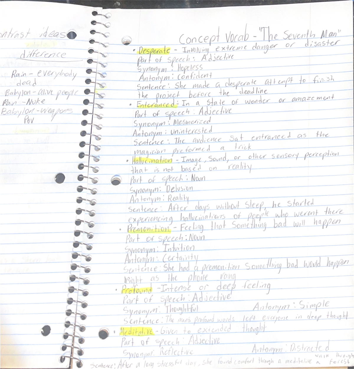 Concept vocabulary: "The seventh man" - last ideas Concept vocab ...