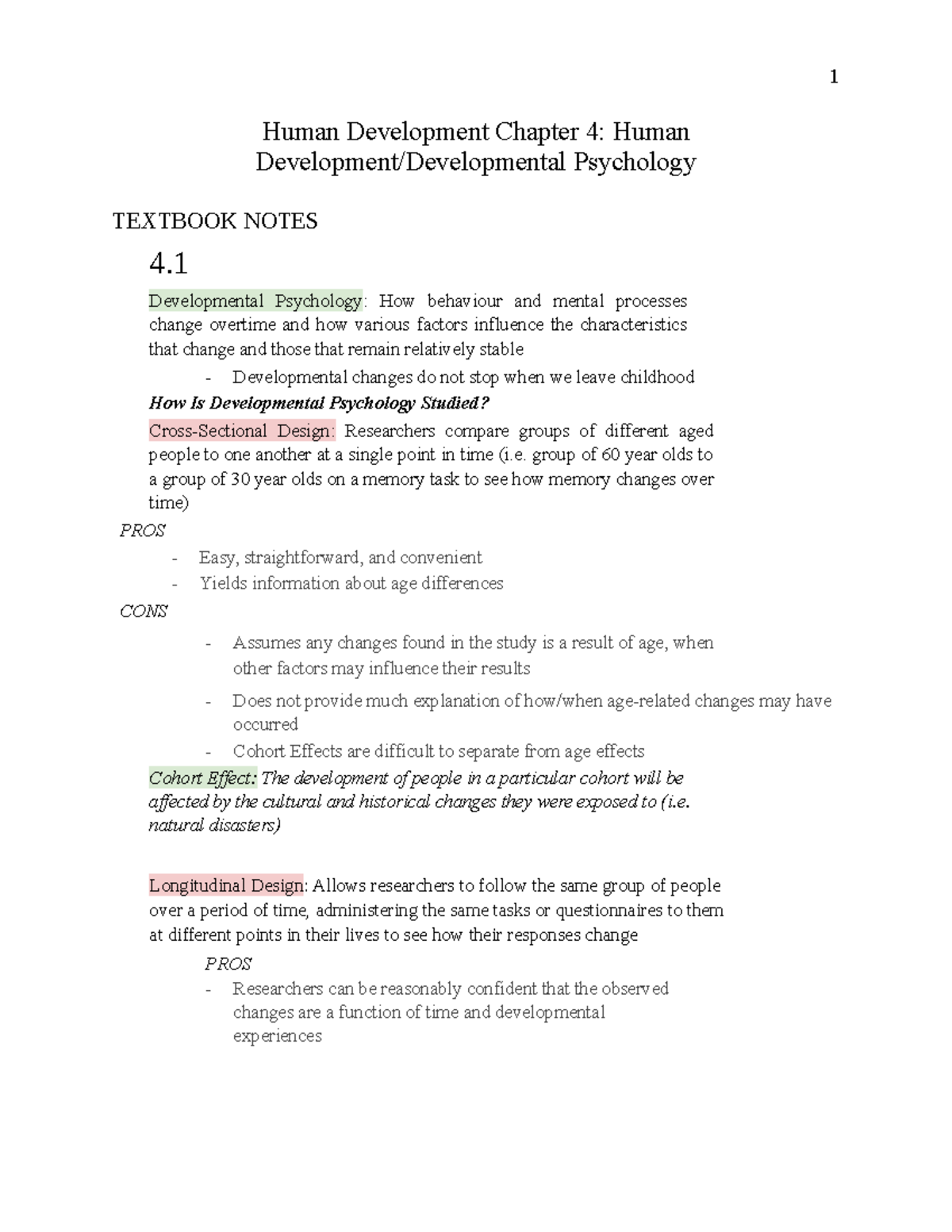 PS102 Chapter 4 &5 Textbook notes - Human Development Chapter 4: Human ...
