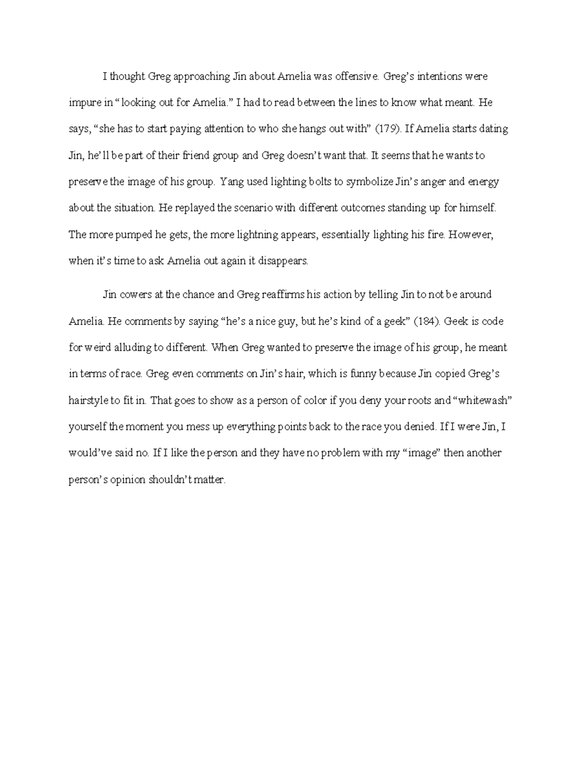 ENGL 117 Journal 6 - Seventeen Syllables - I thought Greg approaching ...