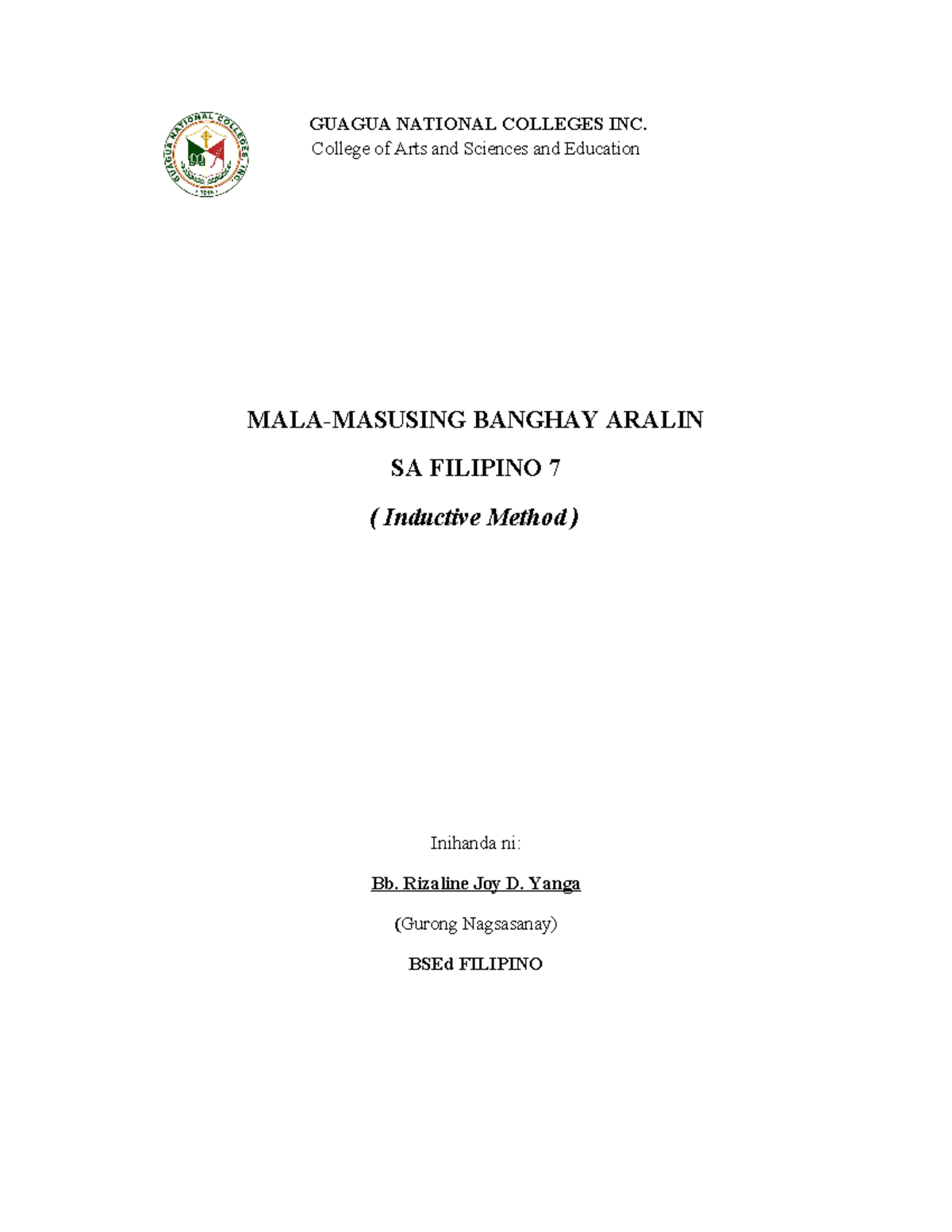 Gd format (lp) - xdscdsc - GUAGUA NATIONAL COLLEGES INC. College of ...