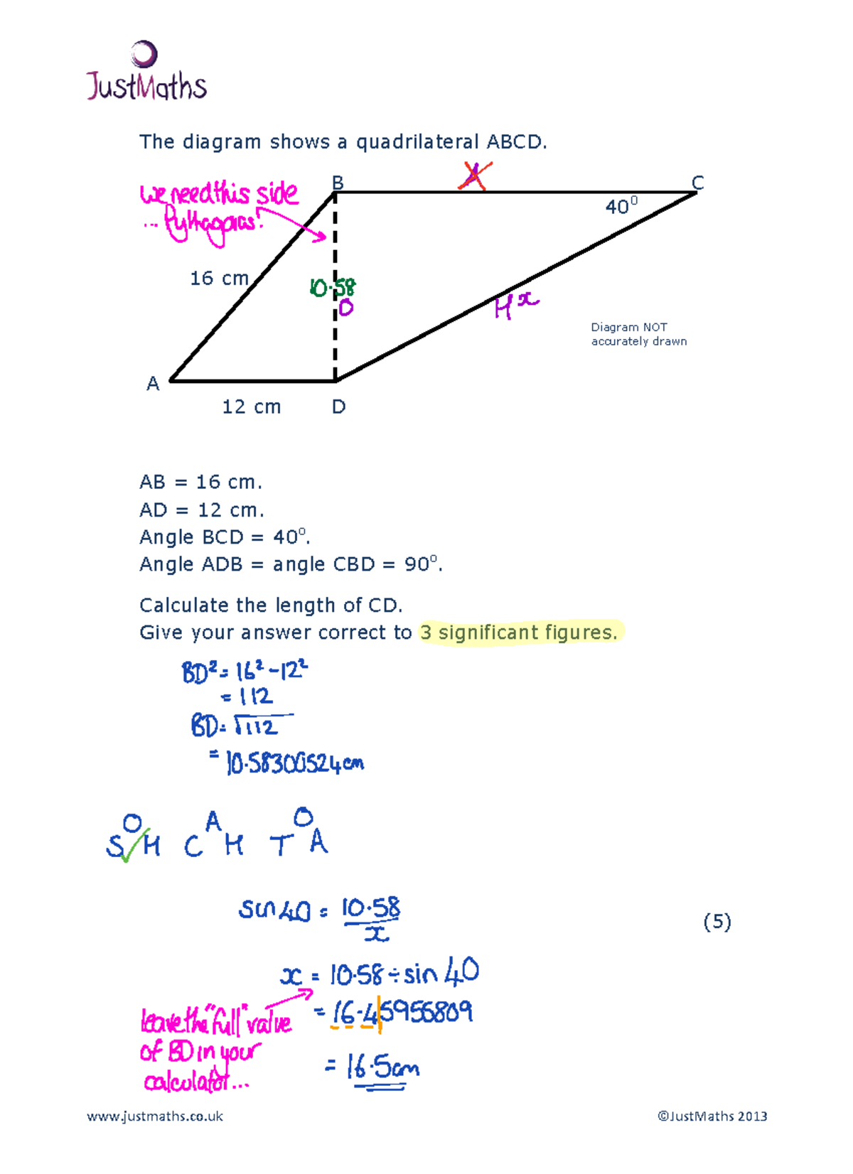 17 - Pythagoras with Trigonometry - Solution - Mathematics: Applications and Interpretation SL ...